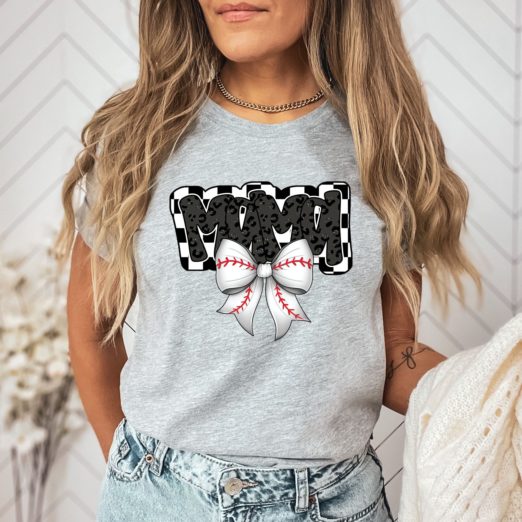 Checked Baseball Mama Bow – Grace & Co. Designs