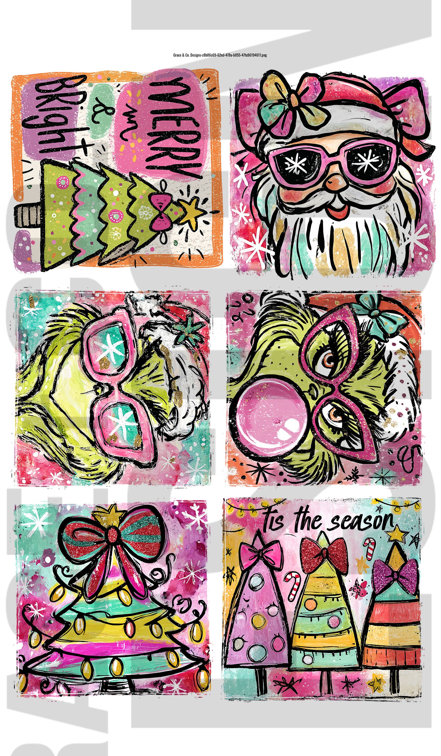 Preppy Christmas Pre-made gang sheet – Grace & Co. Designs